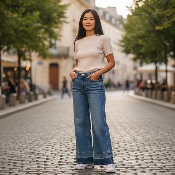 Oat New York | Jeans | Oat New York High Rise Wide Leg Crop Jeans Blue ...